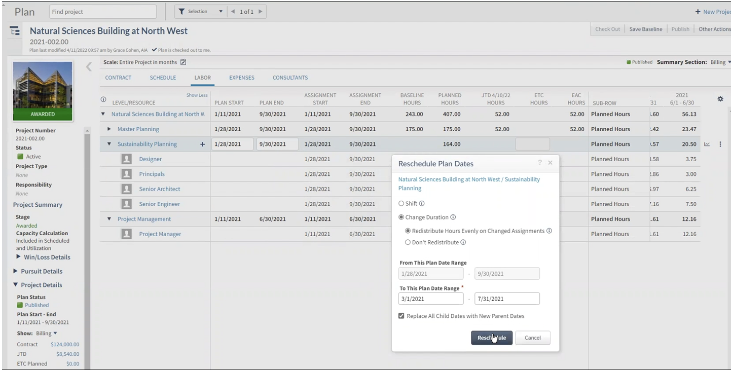 Easily Change Project Plan Dates and Hours with Deltek Vantagepoint