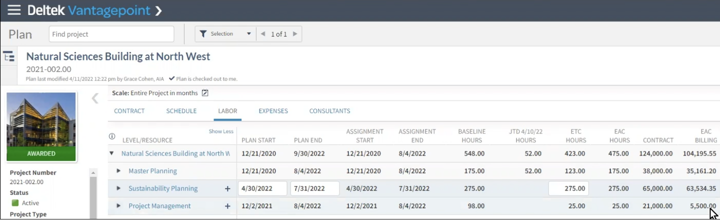 Easily Change Project Plan Dates and Hours with Deltek Vantagepoint